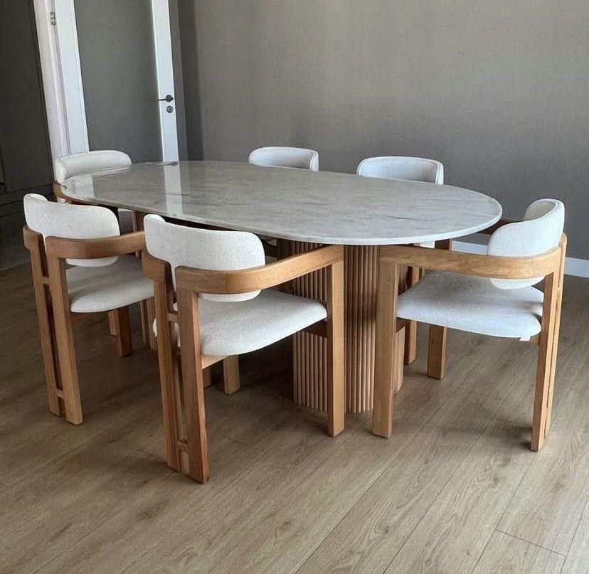 Tesla Dining Set With Marble Top – On Wood Products