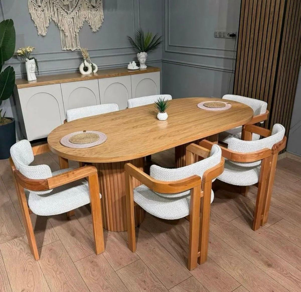 Tesla Dining Set With Marble Top – On Wood Products